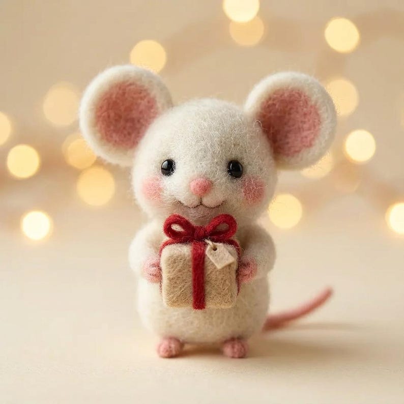 Needle Felted Mouse, Mini Wool Mouse Holding Star, Spring Easter Gift ...