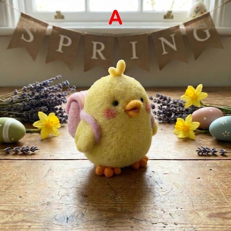 Easter Spring Gift Needle Felt Chick Figurine, Handmade Wool Farm ...