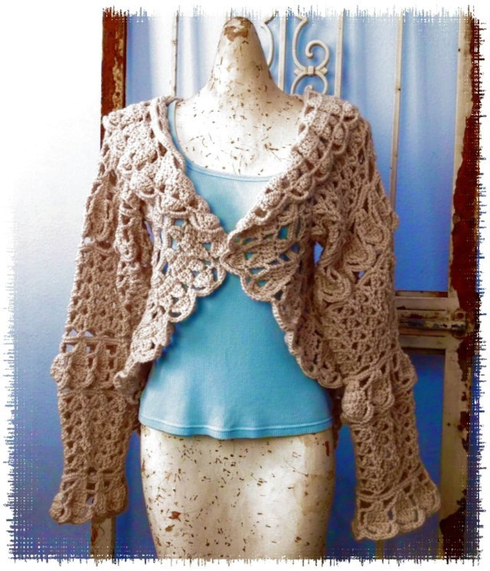 Vintage Boho Chic Shawl Collar Sweater Crochet Pattern Only - Etsy