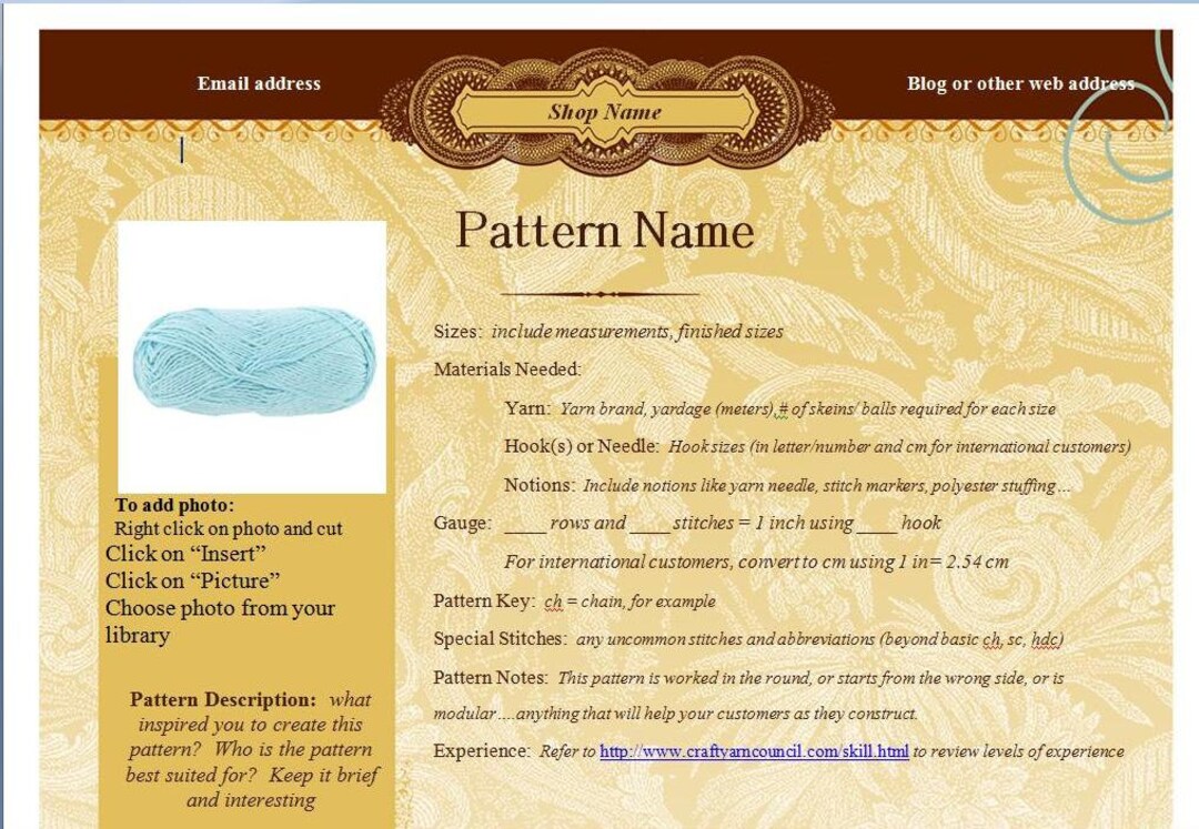 Create Your Own Pattern Crochet or Knitting Pattern Writing Template ...