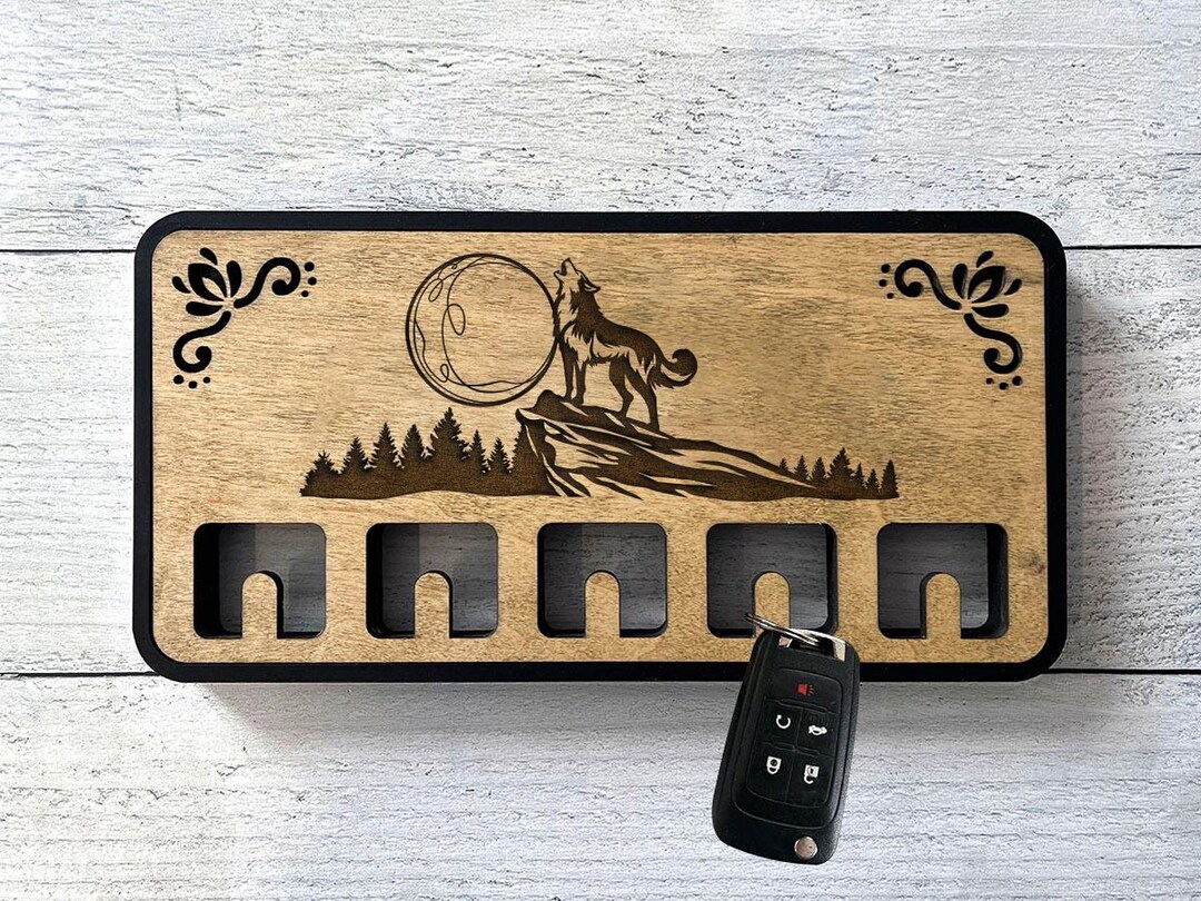 Rustic Wooden Wolf Key Holder: Laser Engraved Cabin Decor - Etsy