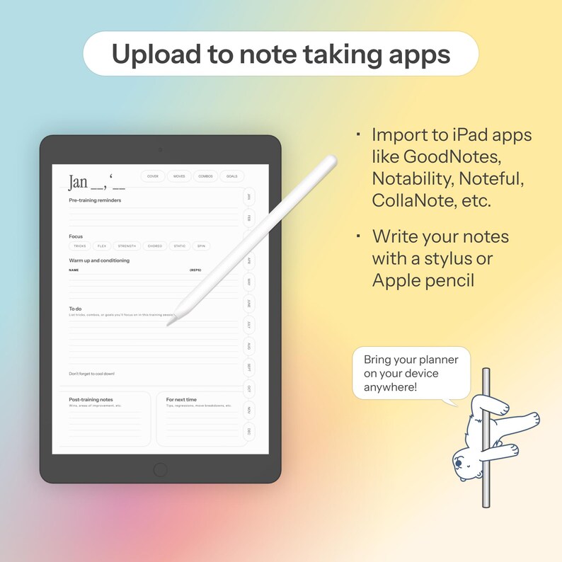 Pole Dance Digital Planner: Move Tracker, Combos, Goals (download for ...