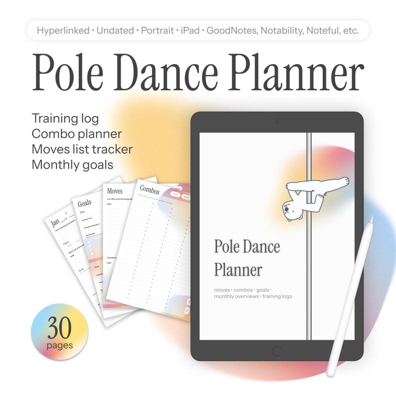 Pole Dance Digital Planner: Move Tracker, Combos, Goals (download for ...