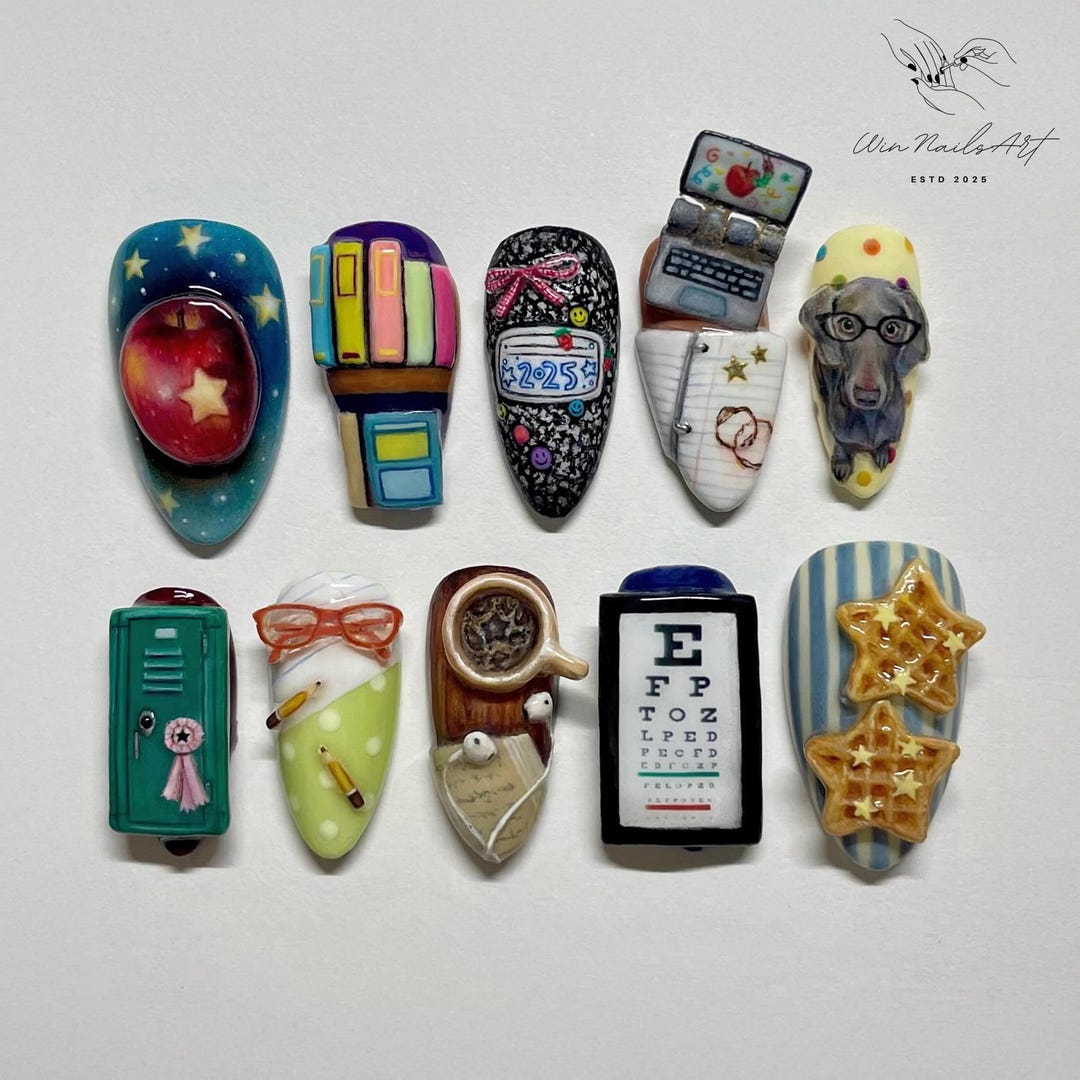 3D Teacher Student Press on Nails: Back to School Nail Art - Etsy