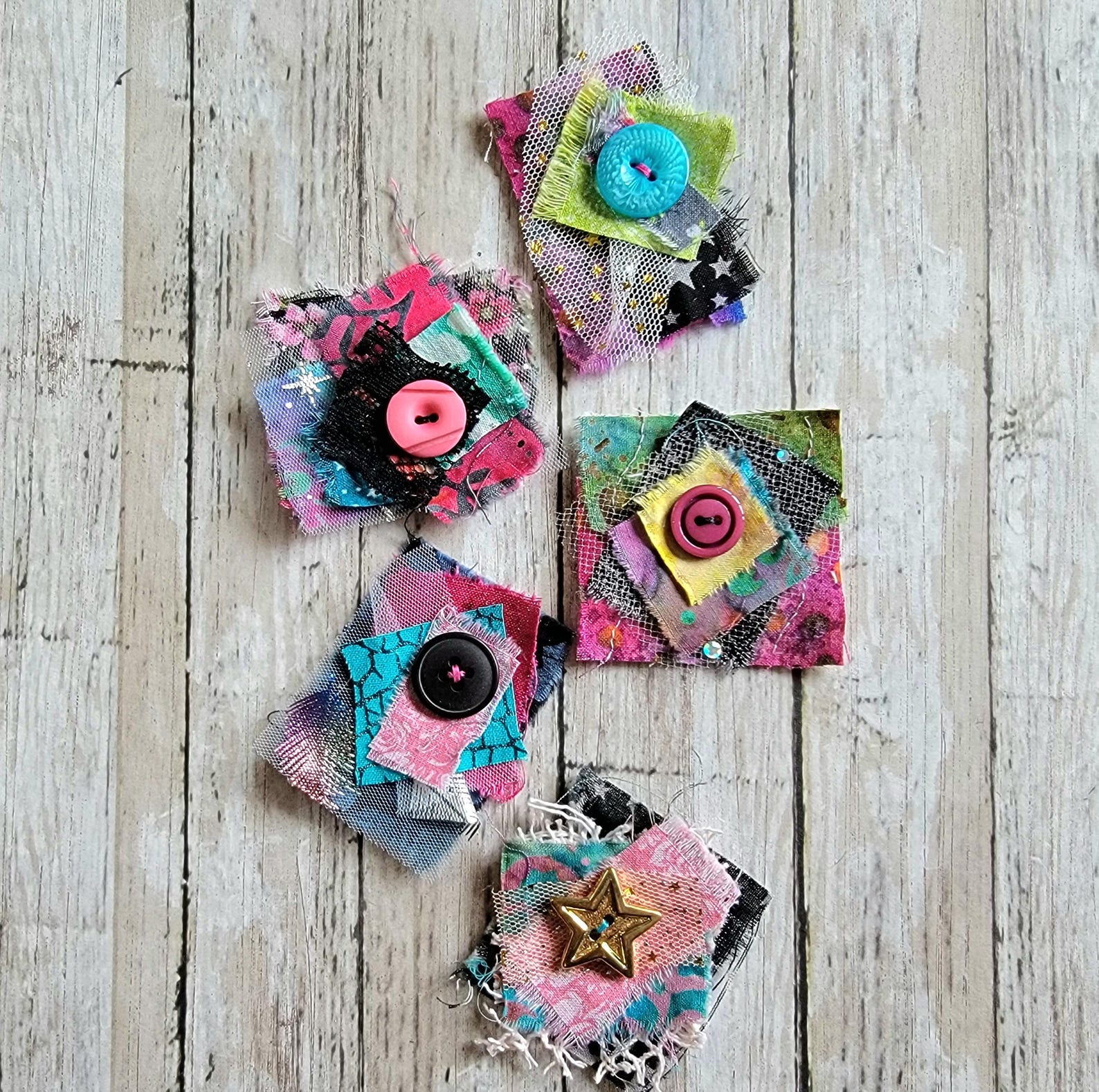 Handmade Snippet Clusters, Journal Decoration, Junk Journal, Fabric ...