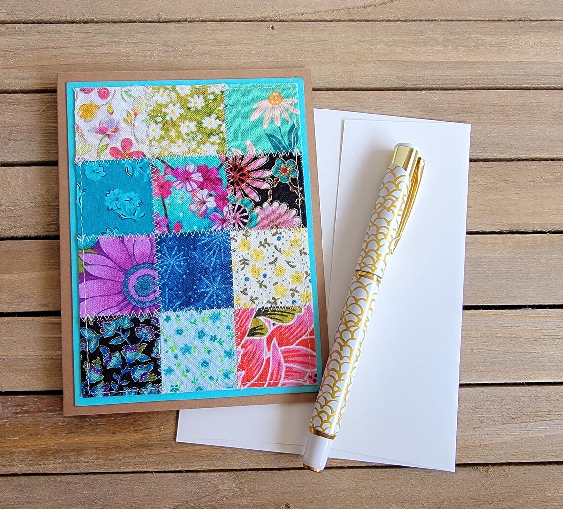 Patchwork Card, Quilted Fabric Card, Blank Card - Etsy