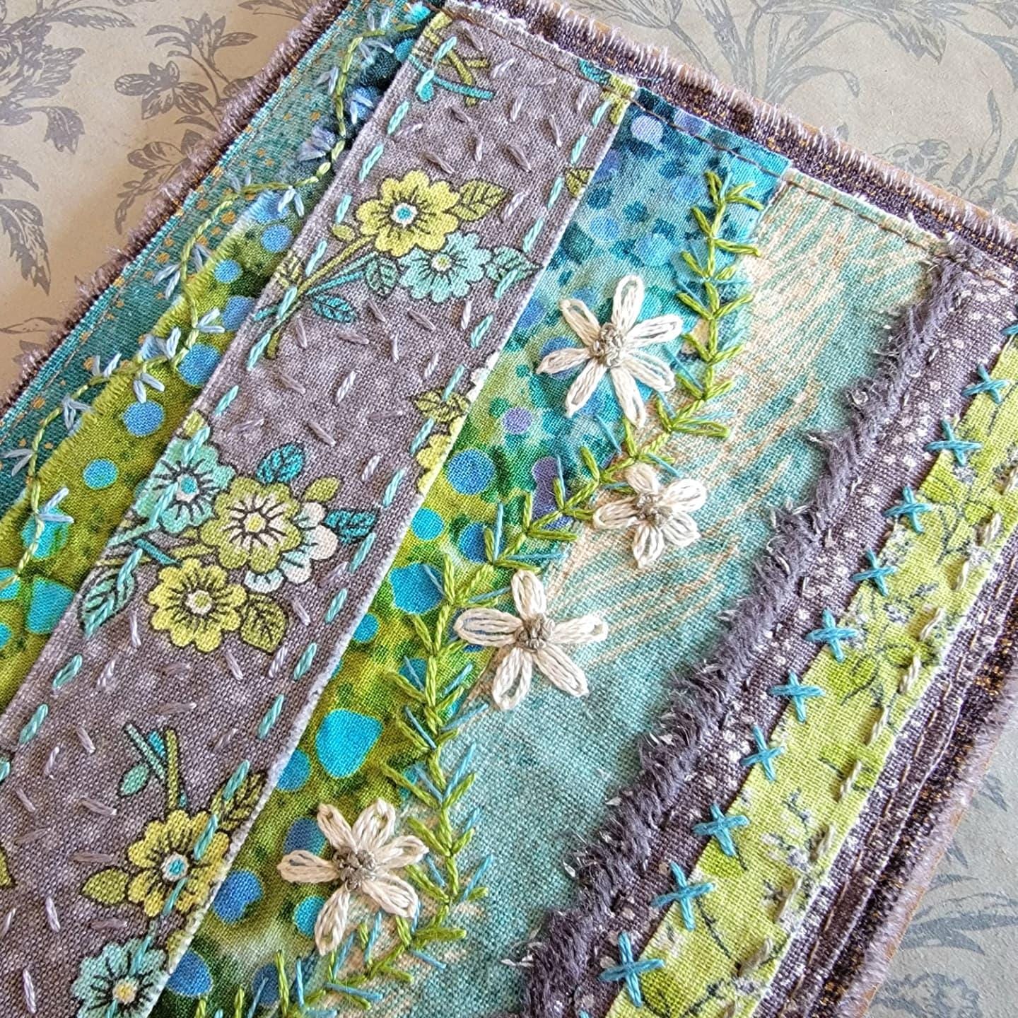 Handstitched Floral Card, Handmade Blank Greeting Card, Slow Stitching ...