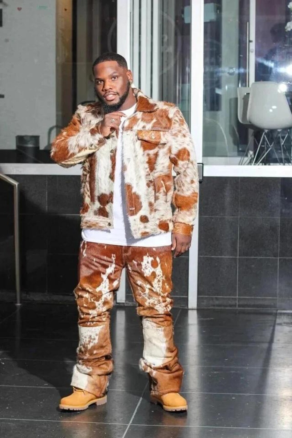 Men’s Pony Hair Leather Jacket & Pants Set – Genuine Cowhide Outfit ...