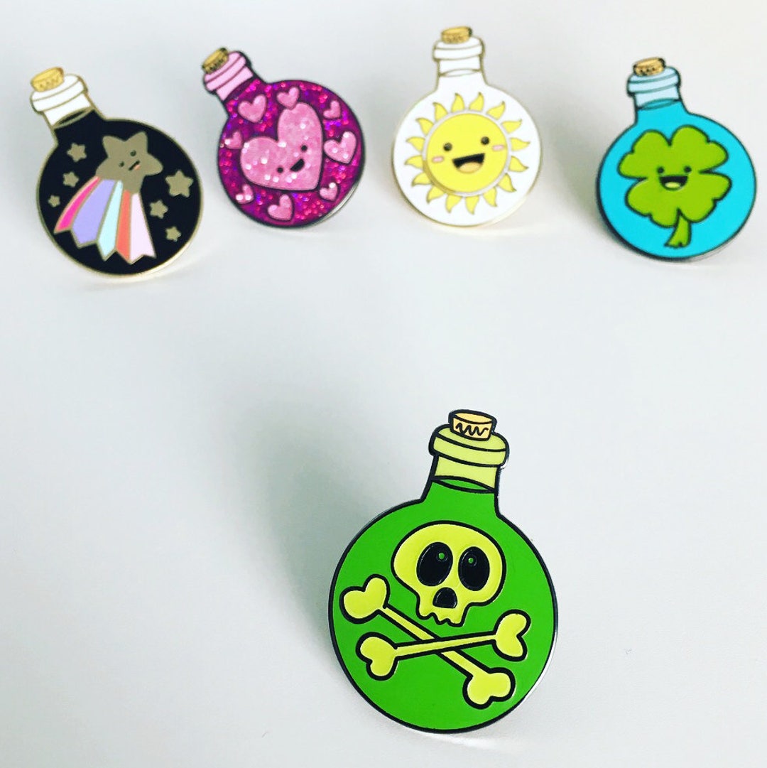 Poison Potion Bottle Enamel Pin Skull and Crossbones - Etsy