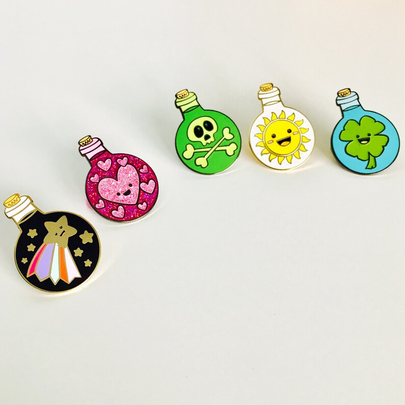 Poison Potion Bottle Enamel Pin Skull and Crossbones - Etsy