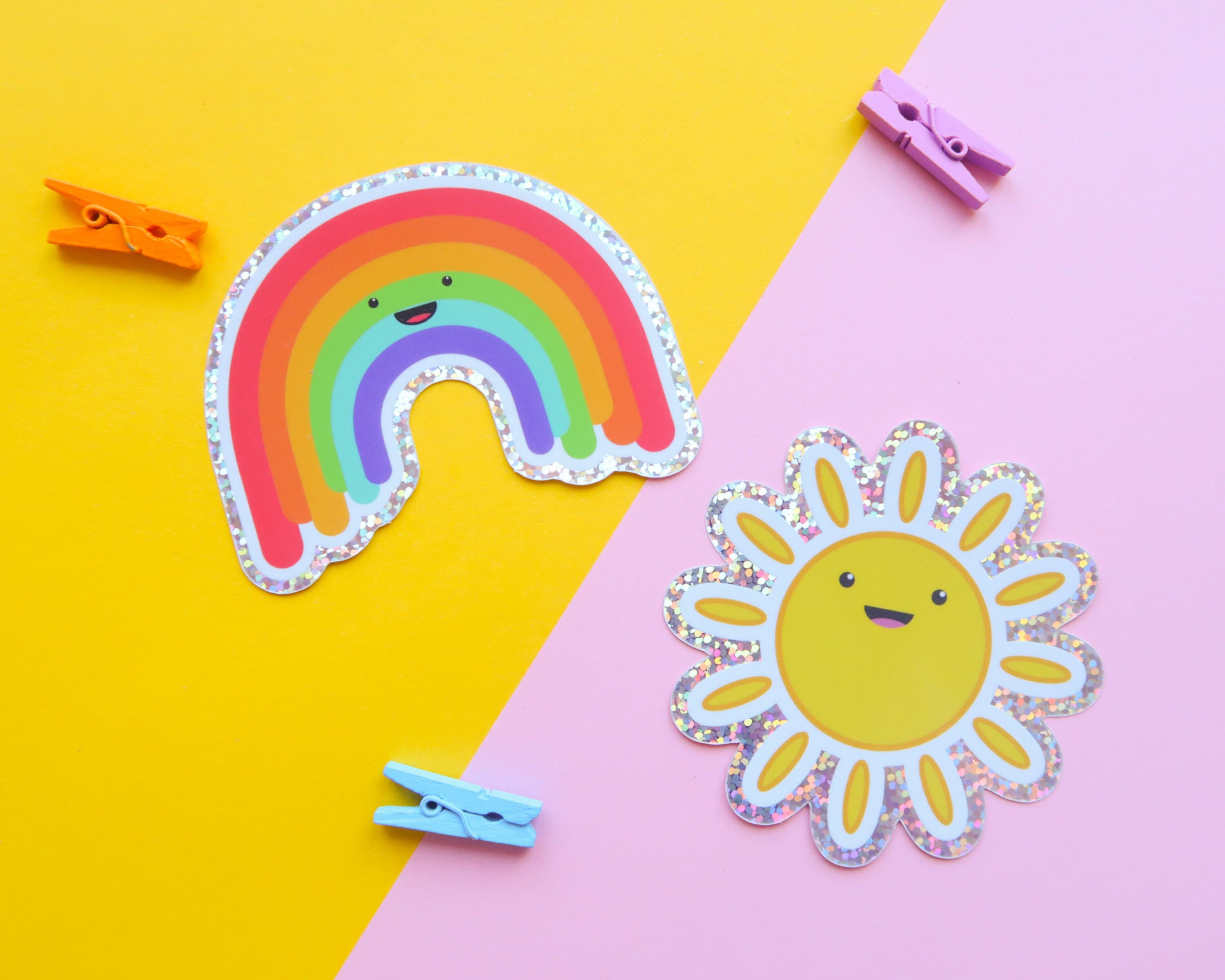 Glitter Rainbow Sticker, Holographic Kawaii Rainbow, Waterproof Vinyl ...