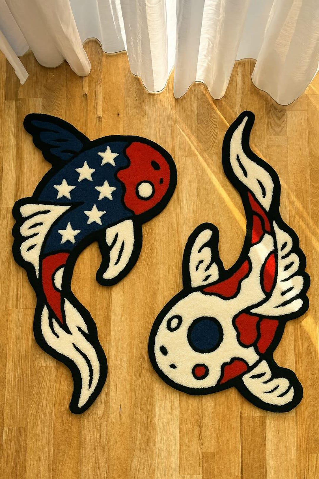 Red Black Koi Fish Tufted for Kids Room Decor, Colourful Fishing Rug - Etsy