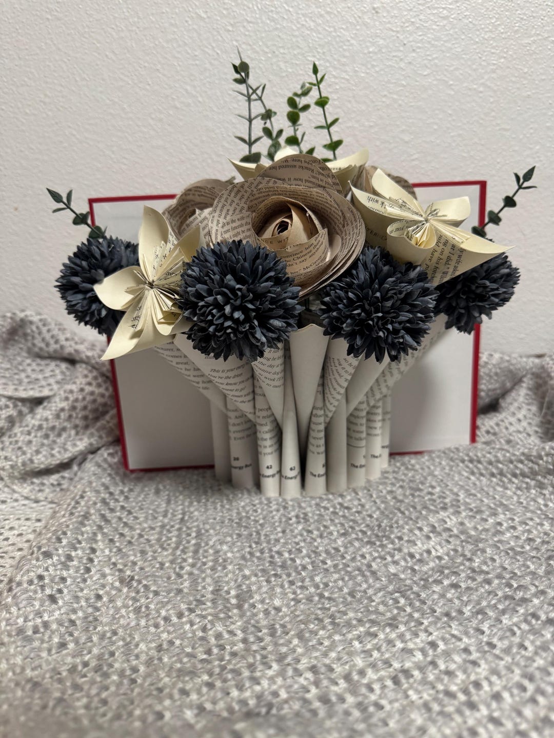 Handmade Book Page Flower Bouquet: Upcycled Paper Roses - Etsy