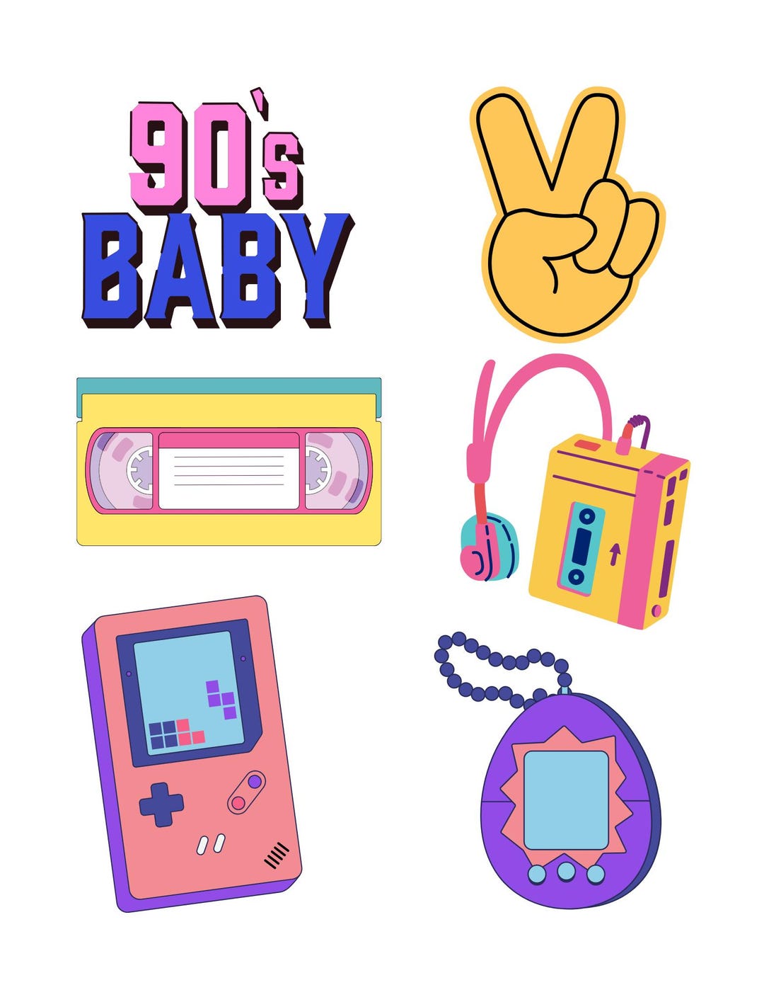 90s Party Pack: Printable Labels, Stickers, Tags (digital Download) - Etsy