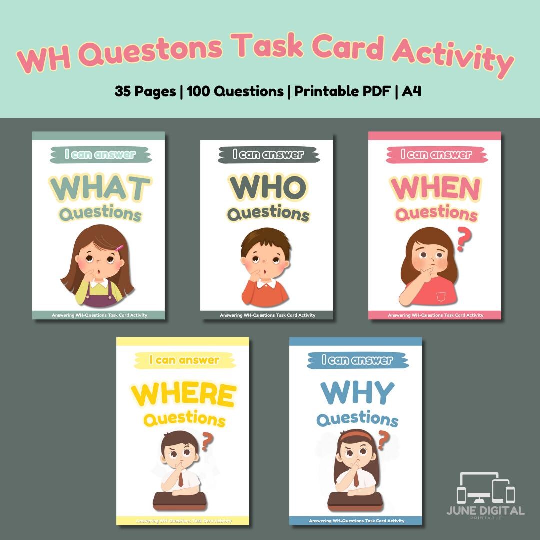 WH Questions Task Cards: Special Education Language Activity (A4 PDF ...