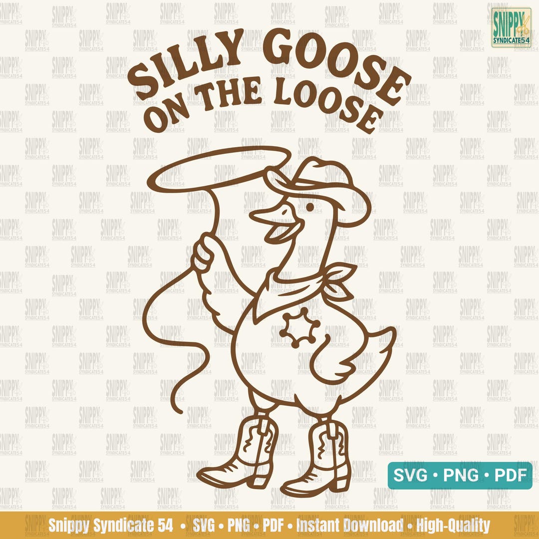 Cowboy Goose Western Funny Silly on the Loose Design, Farm Humor PNG ...