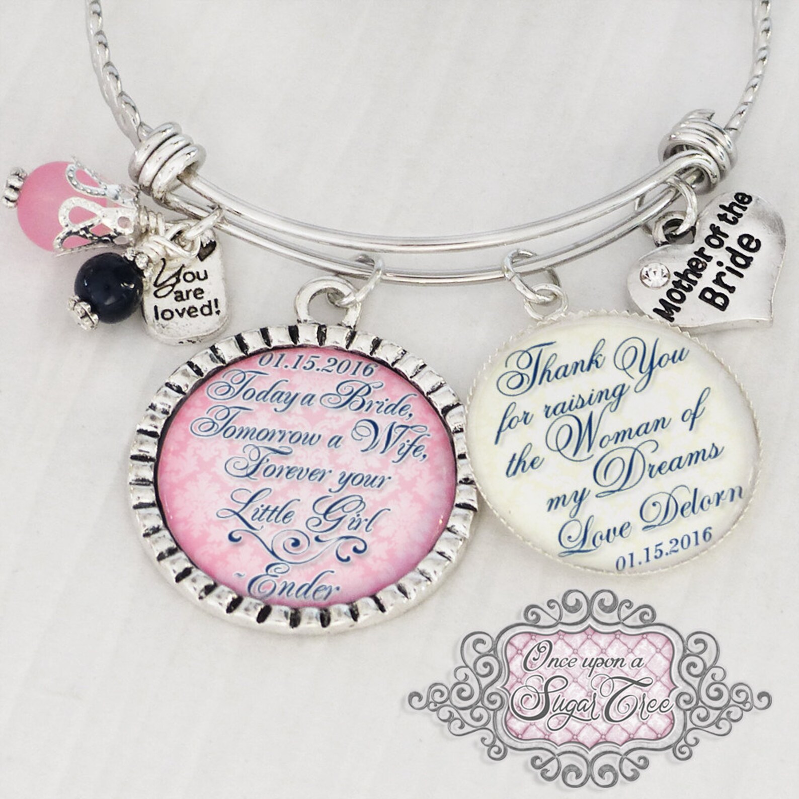 Mother of the Bride Gift - Personalized BANGLE Bracelet - Gift From ...
