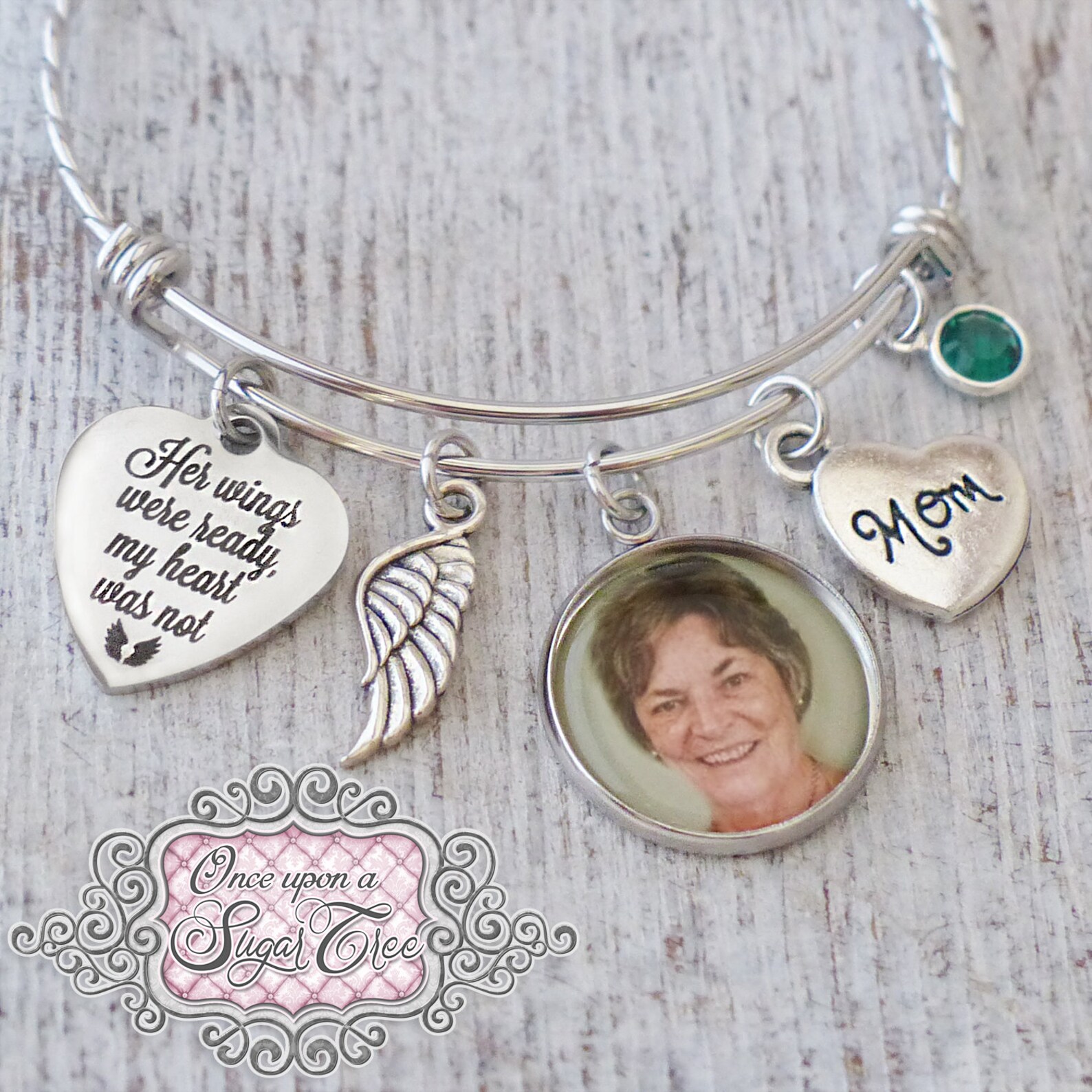 Mom Memorial Jewelry Custom Photo Remembrance Gift-her Wings - Etsy
