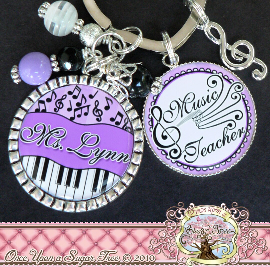 MUSIC Teacher Keychain, Personalized Name Musical Key Chain, Treble ...