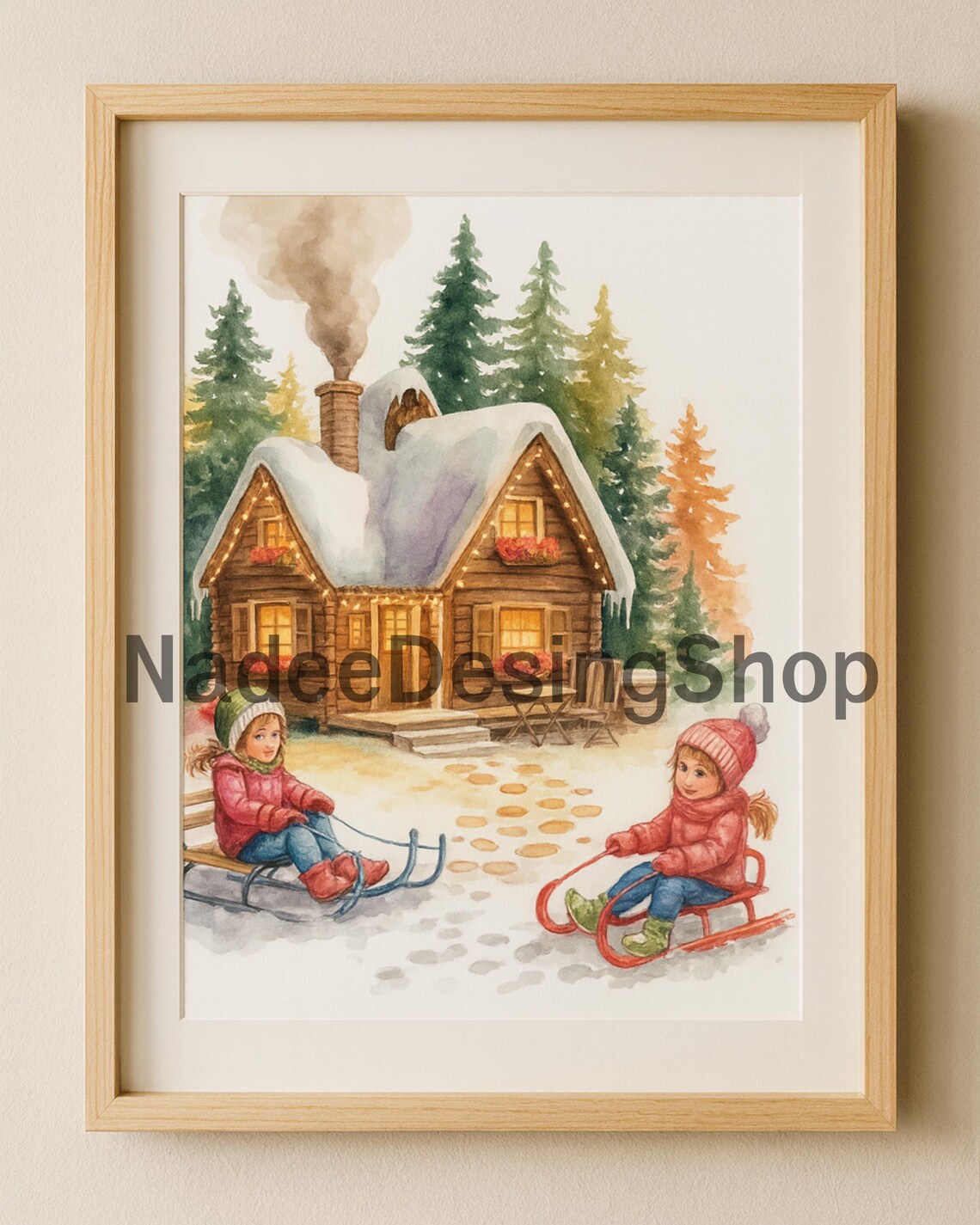 Watercolor Winter Kids Sledding Clipart | PNG, SVG (digital Download ...
