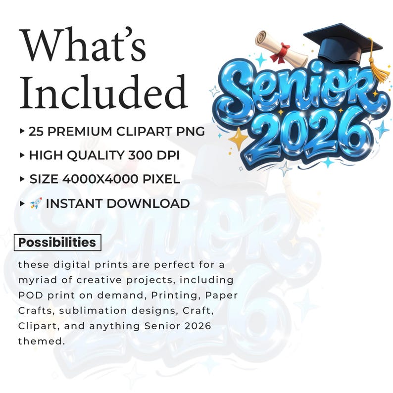 Senior 2026 PNG Bundle, Graduation Class of 2026 Clipart, 2k26 Senior ...