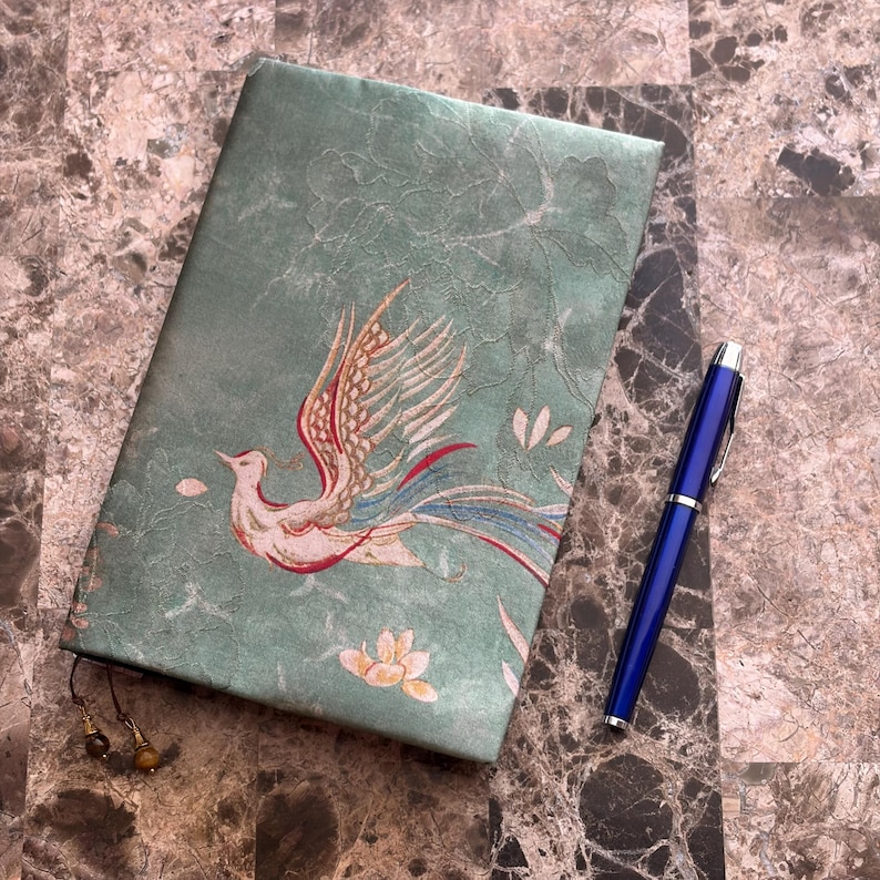 Phoenix Satin Diary: Symbolizing Rebirth— Handmade Fabric Notebook ...
