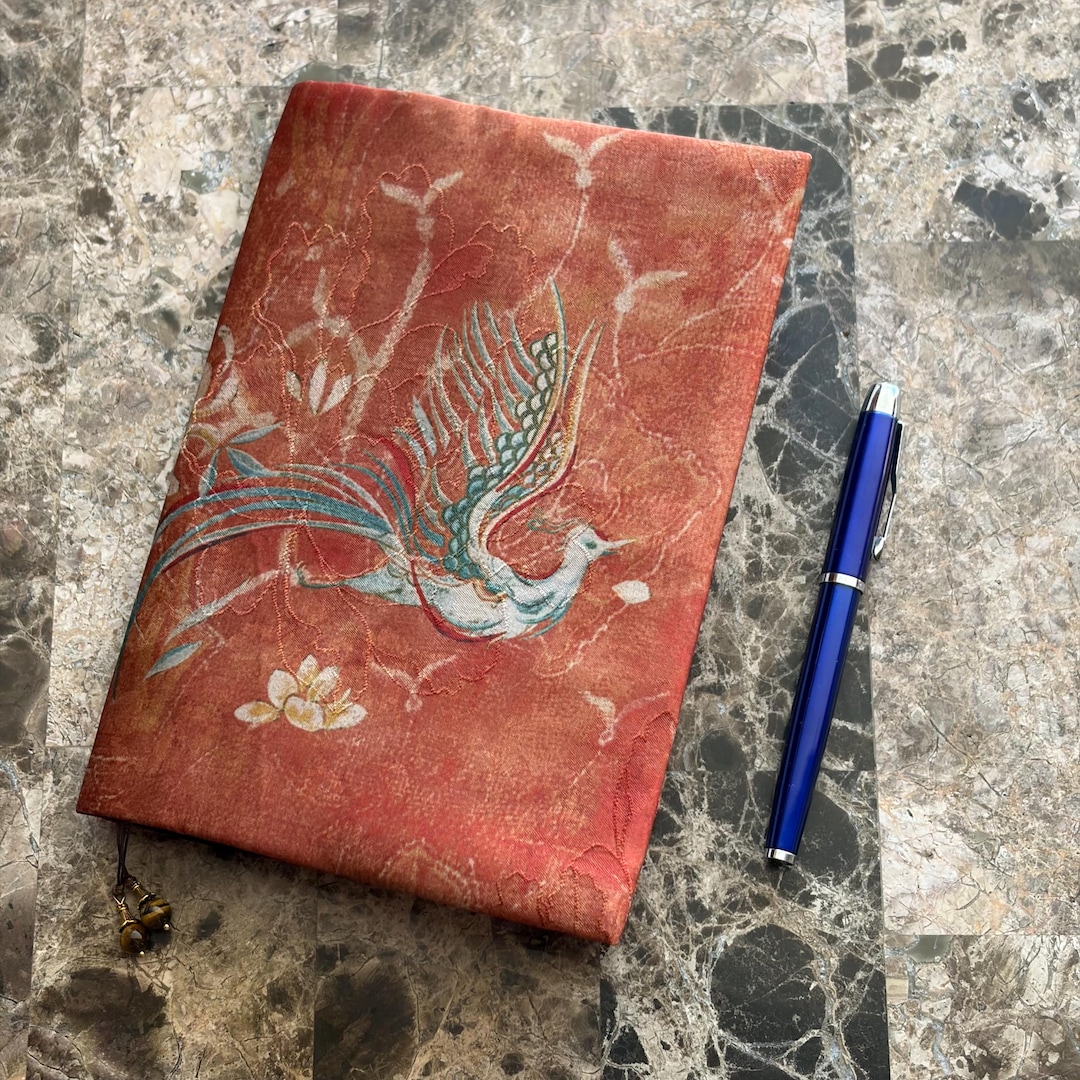 Phoenix Satin Diary: Symbolizing Rebirth— Handmade Fabric Notebook ...