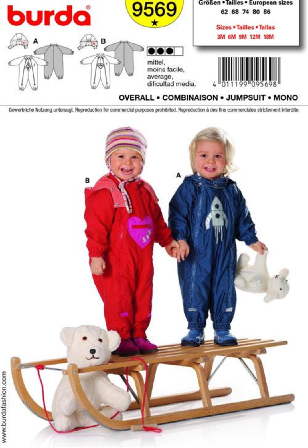 Burda Pattern 9569 Children's Winter Overalls Sizes 3-18 - Etsy