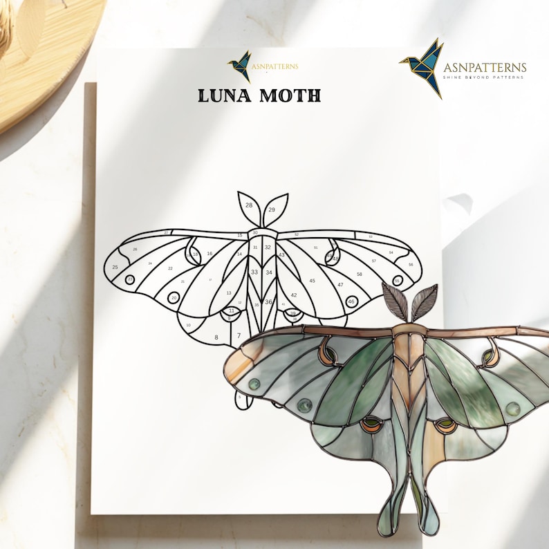 Luna Moth Stained Glass Pattern, Butterfly Suncatcher, Stained Glass ...