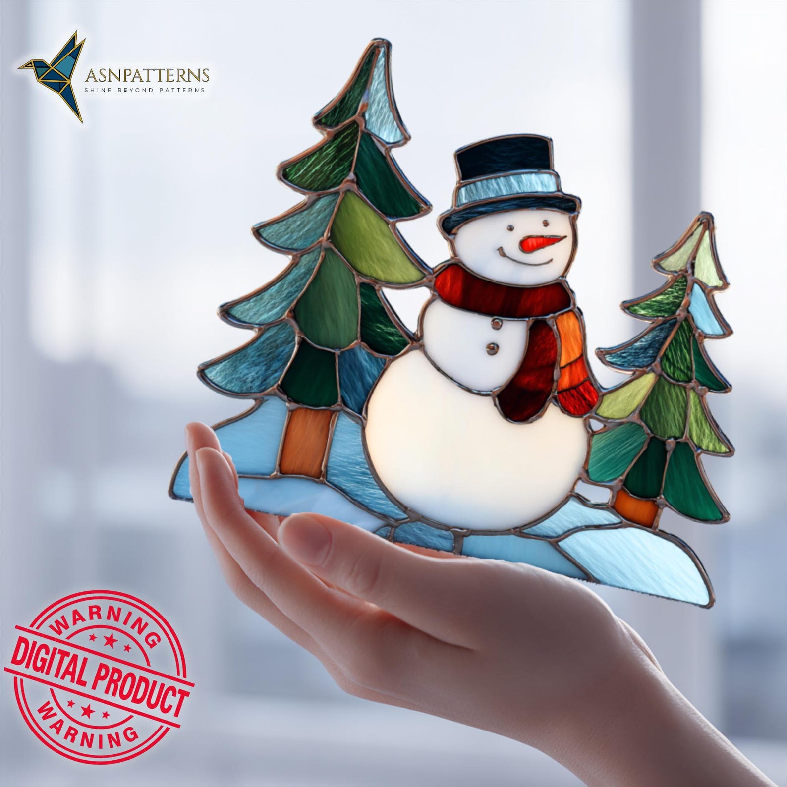 Frosty the Snowman Stained Glass Pattern, Snowman Suncatcher, Stained ...