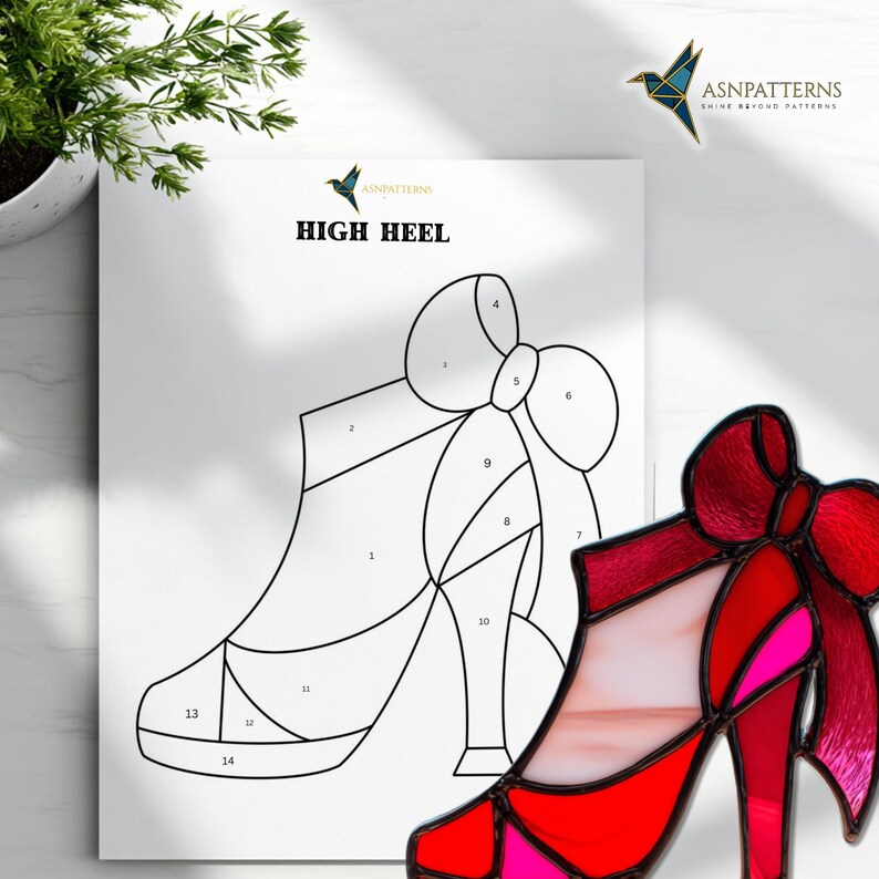 High Heels Stained Glass Pattern, High Heels Suncatcher Template, DIY ...