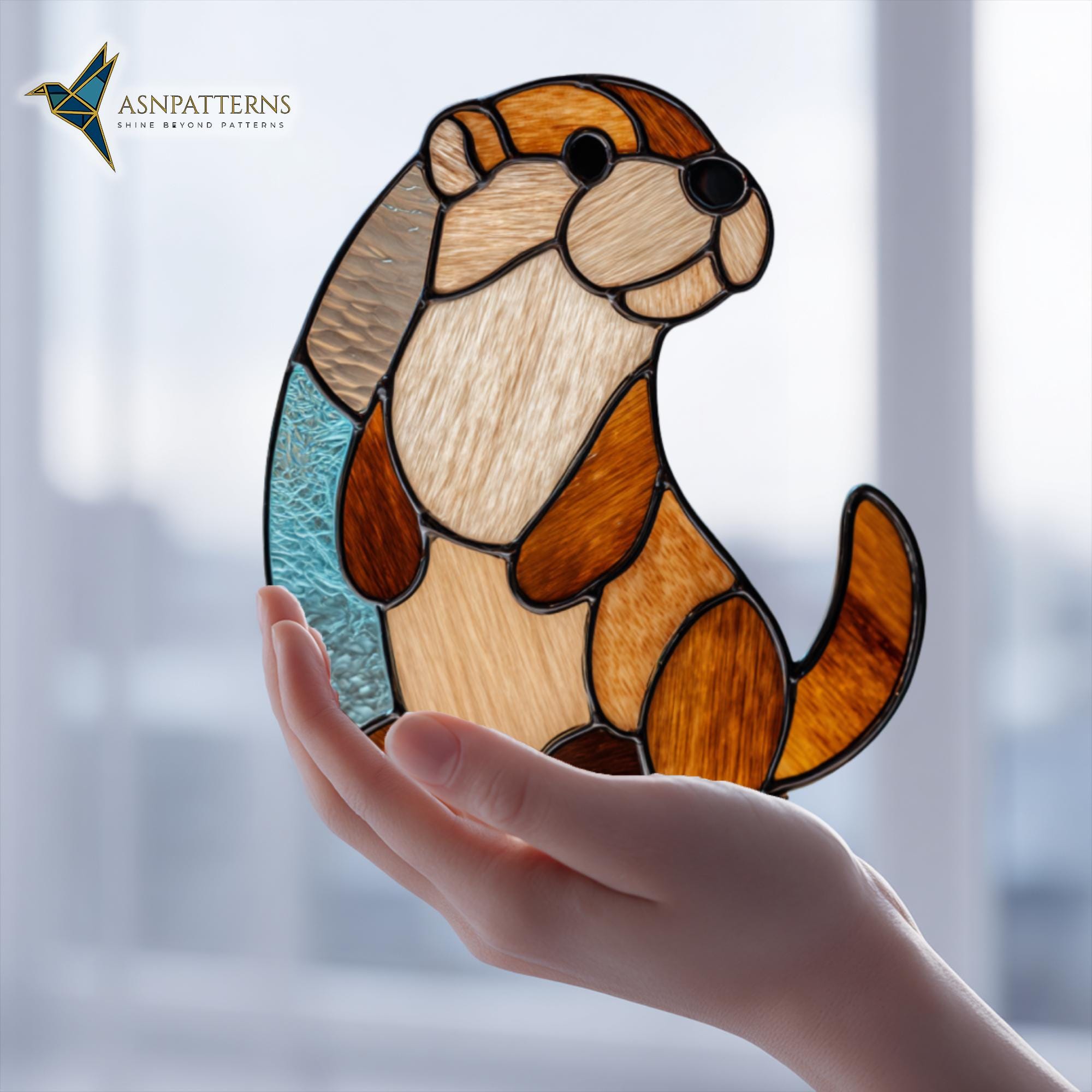 Cute Otter Stained Glass Pattern, Otter Suncatcher, Stained Glass Otter ...