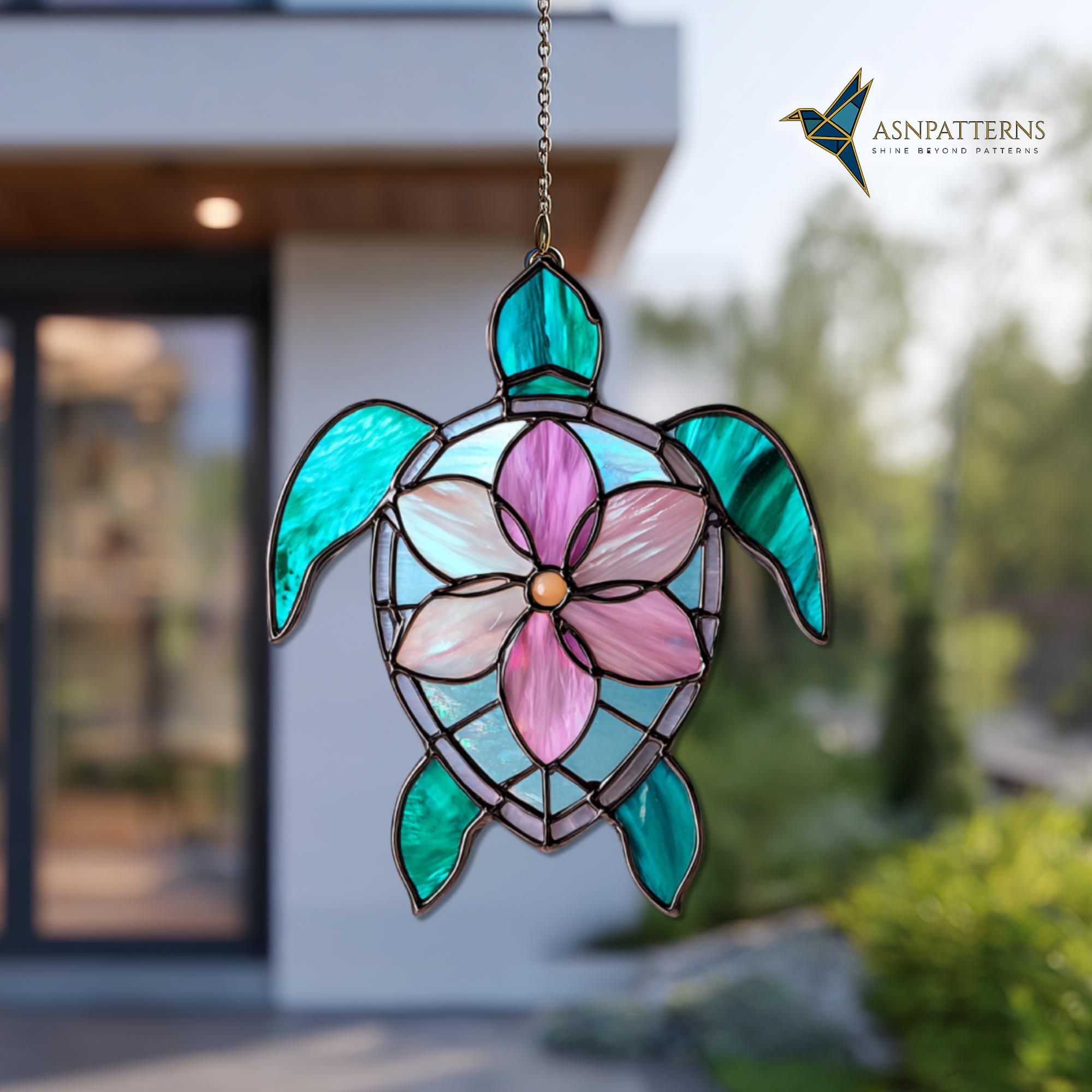 Beautiful Sea Turtle Stained Glass Pattern, Beautiful Turtle Suncatcher ...