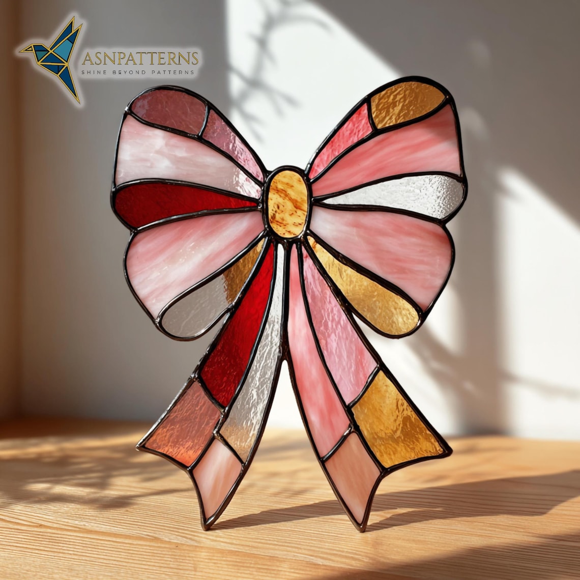 Bow Stained Glass Pattern, Bow Suncatcher, Stained Glass Bow and ...