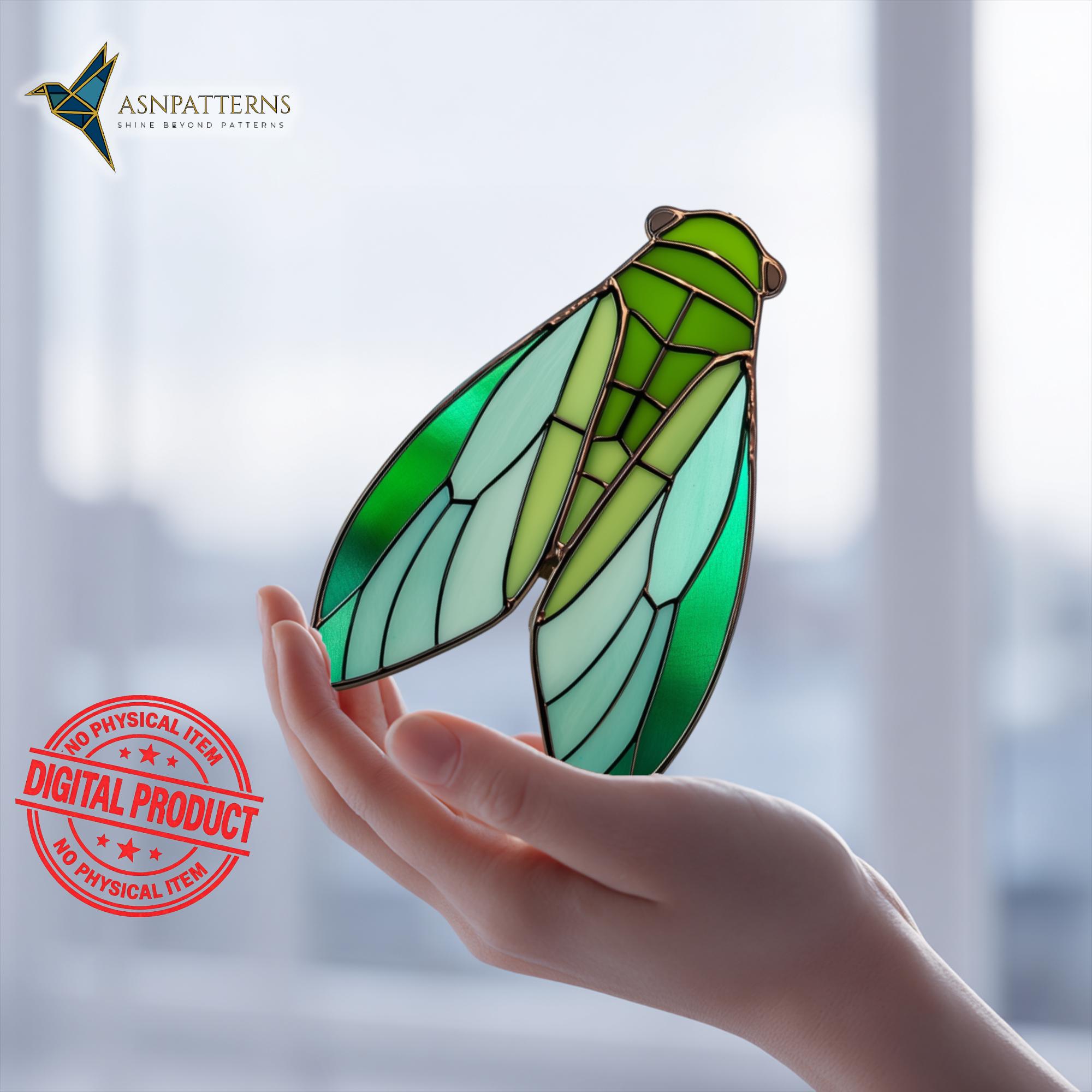 Cicada Stained Glass Pattern, Cicada Suncatcher Template, Home Decor ...