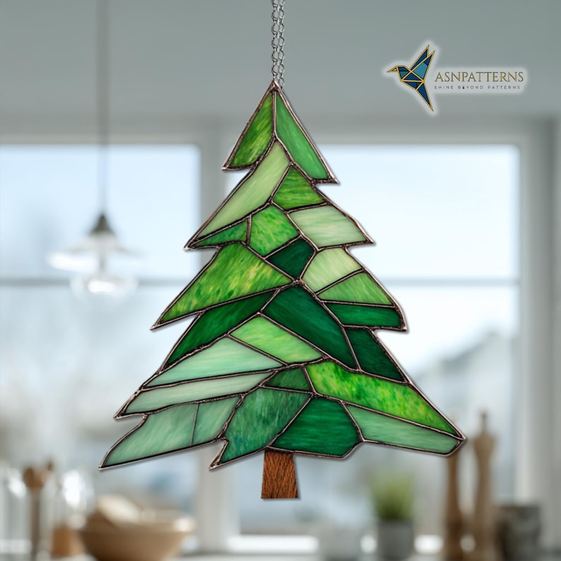 Pine Tree Stained Glass Pattern, Evergreen Tree Suncatcher, Stained ...