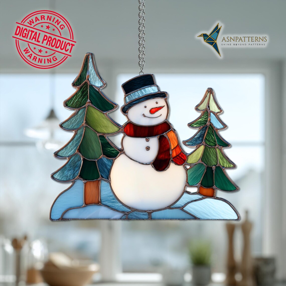 Frosty the Snowman Stained Glass Pattern, Snowman Suncatcher, Stained ...