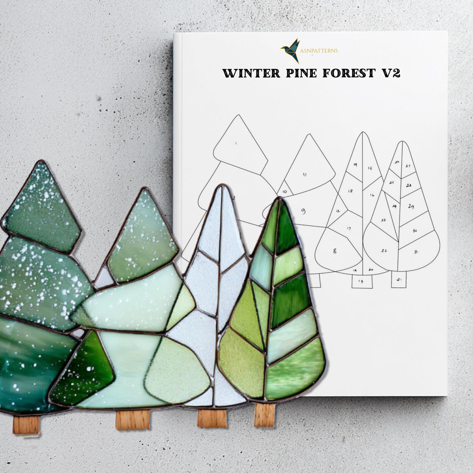Winter Pine Tree V2 Stained Glass Pattern, Winter Suncatcher, Stained ...