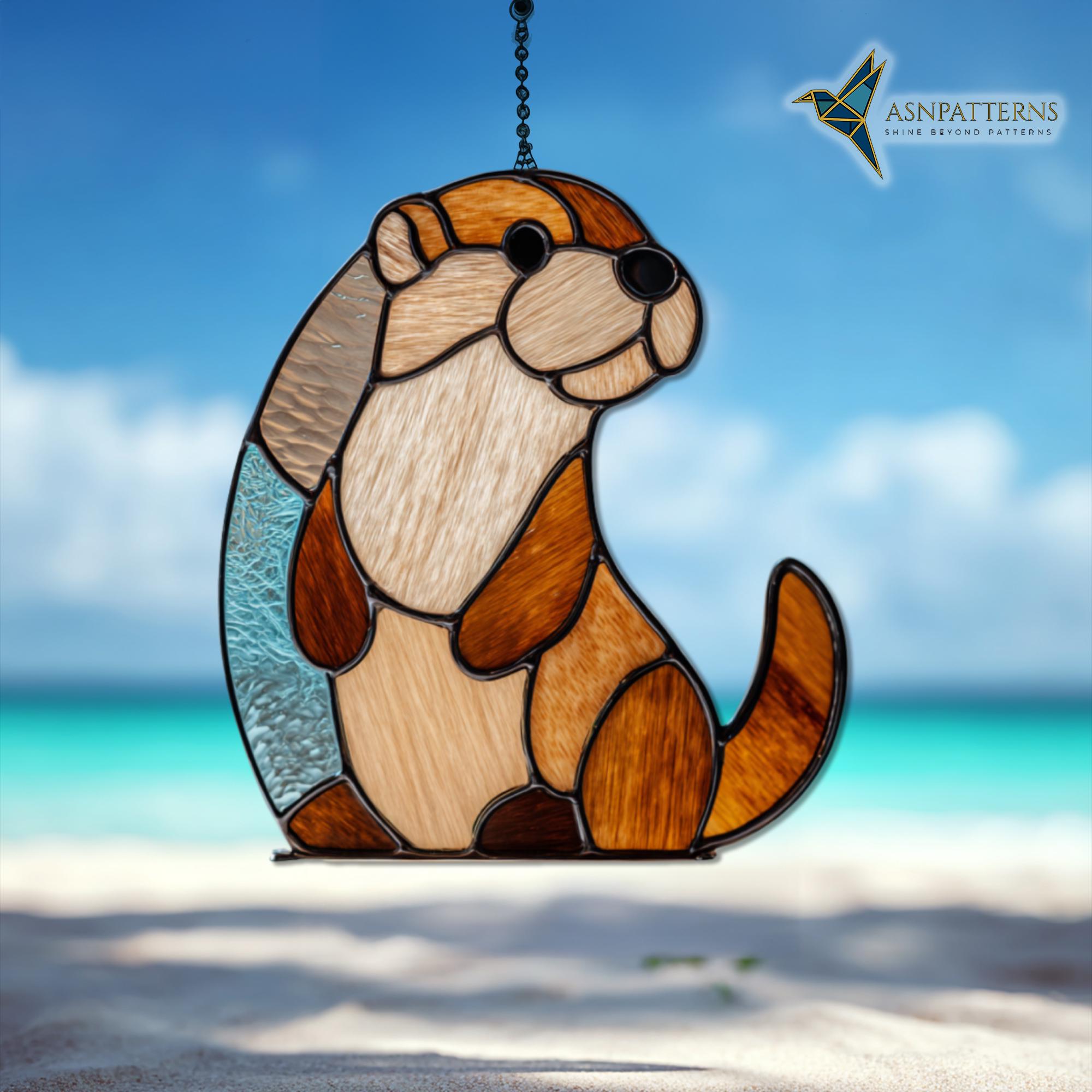 Cute Otter Stained Glass Pattern, Otter Suncatcher PDF Template ...