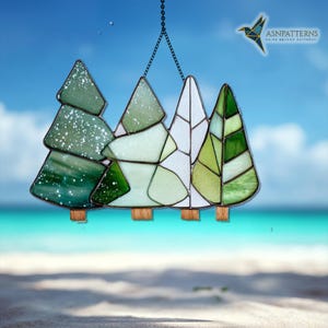 Winter Pine Tree V2 Stained Glass Pattern, Winter Suncatcher, Stained ...