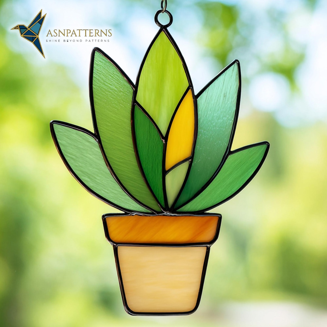 Agave Plant Stained Glass Pattern, Agave Plant Suncatcher, Stained ...