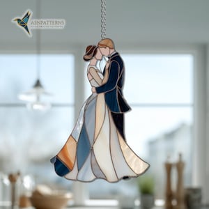 Wedding Stained Glass Pattern, Wedding Suncatcher, Stained Glass Bride ...