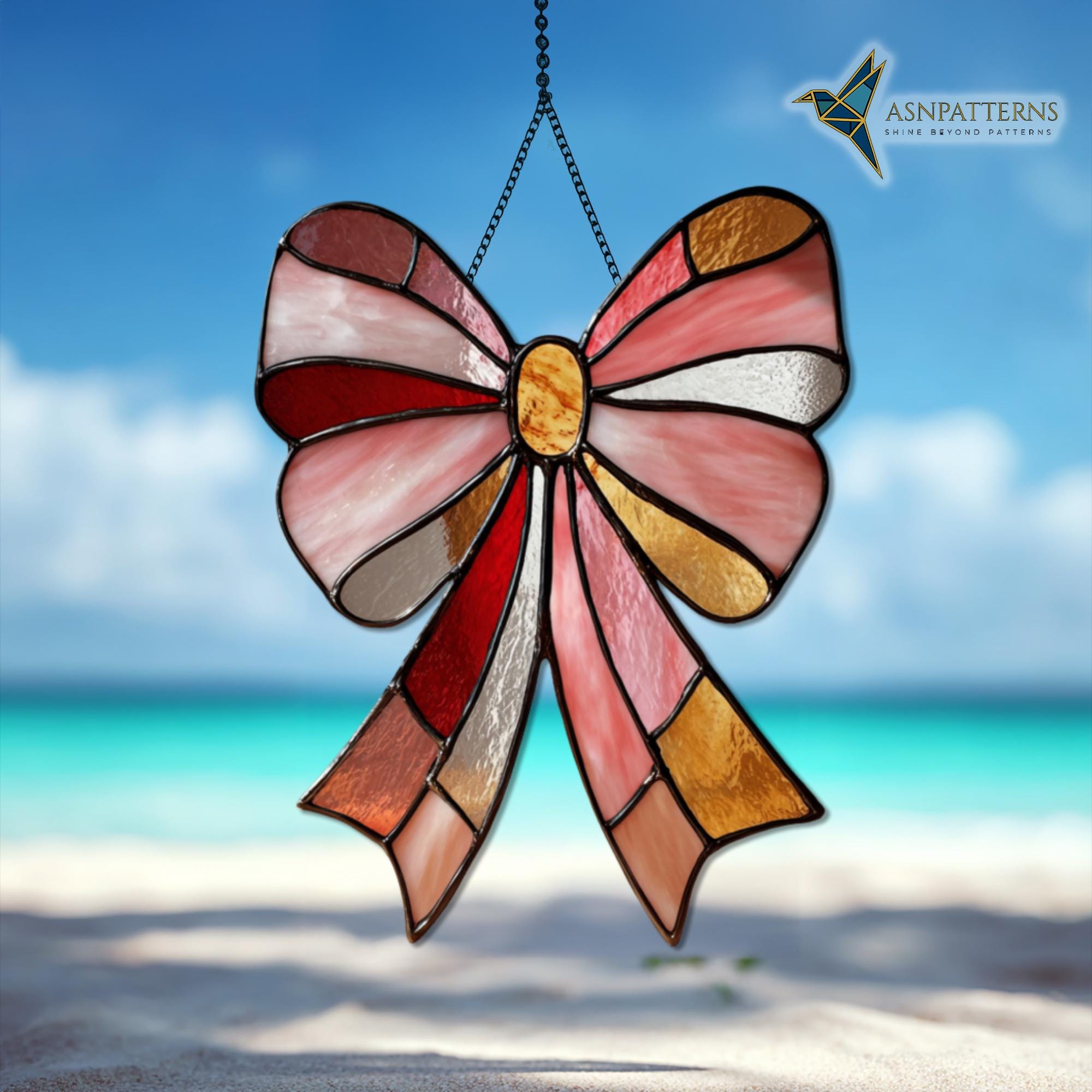 Bow Stained Glass Pattern, Bow Suncatcher, Stained Glass Bow and ...