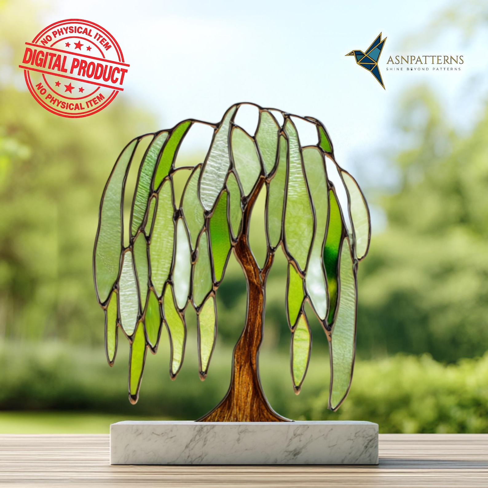 Willow Tree Stained Glass Pattern for DIY Suncatcher and Table Decor - Etsy