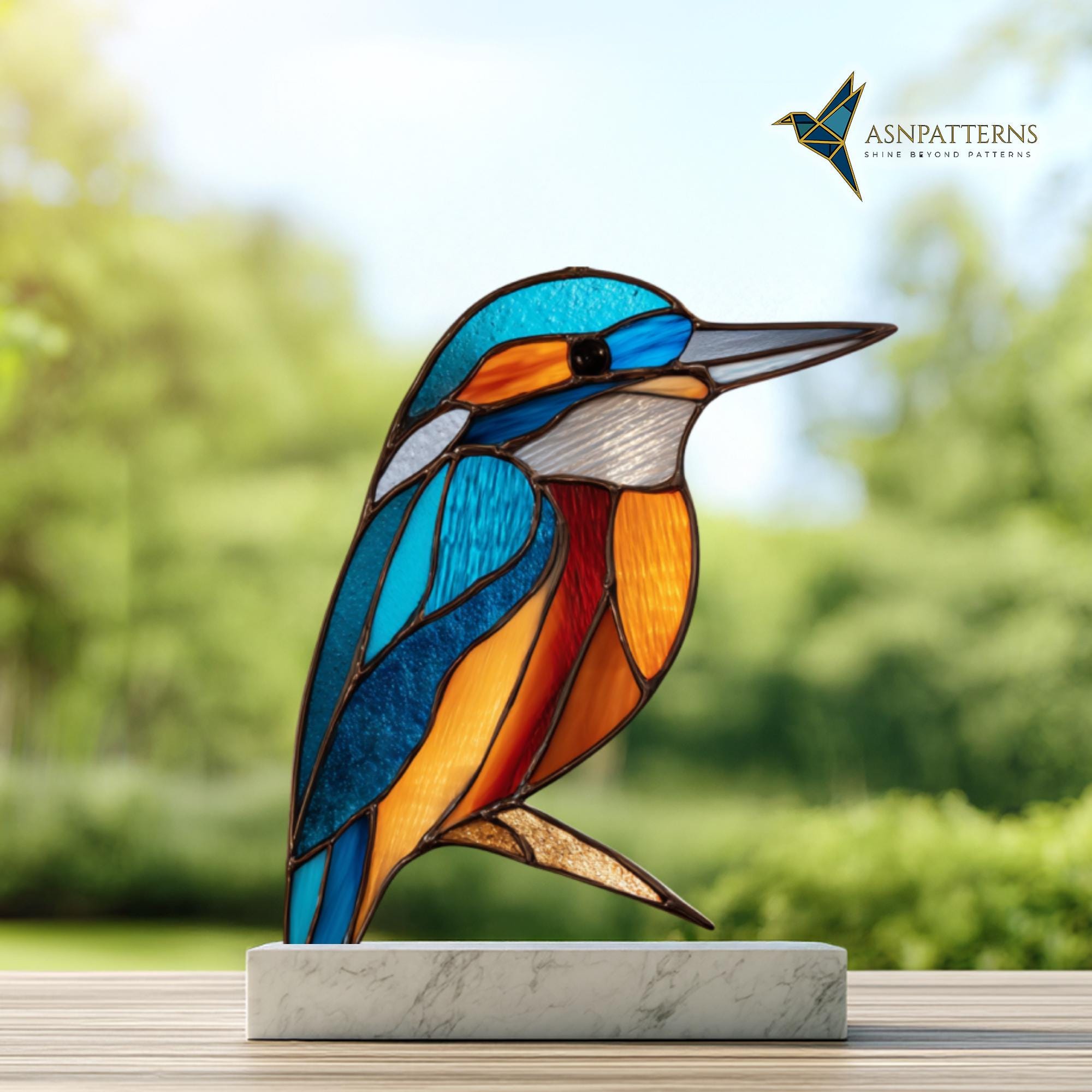 Kingfisher Bird Stained Glass Pattern, Kingfisher Suncatcher, Stained ...