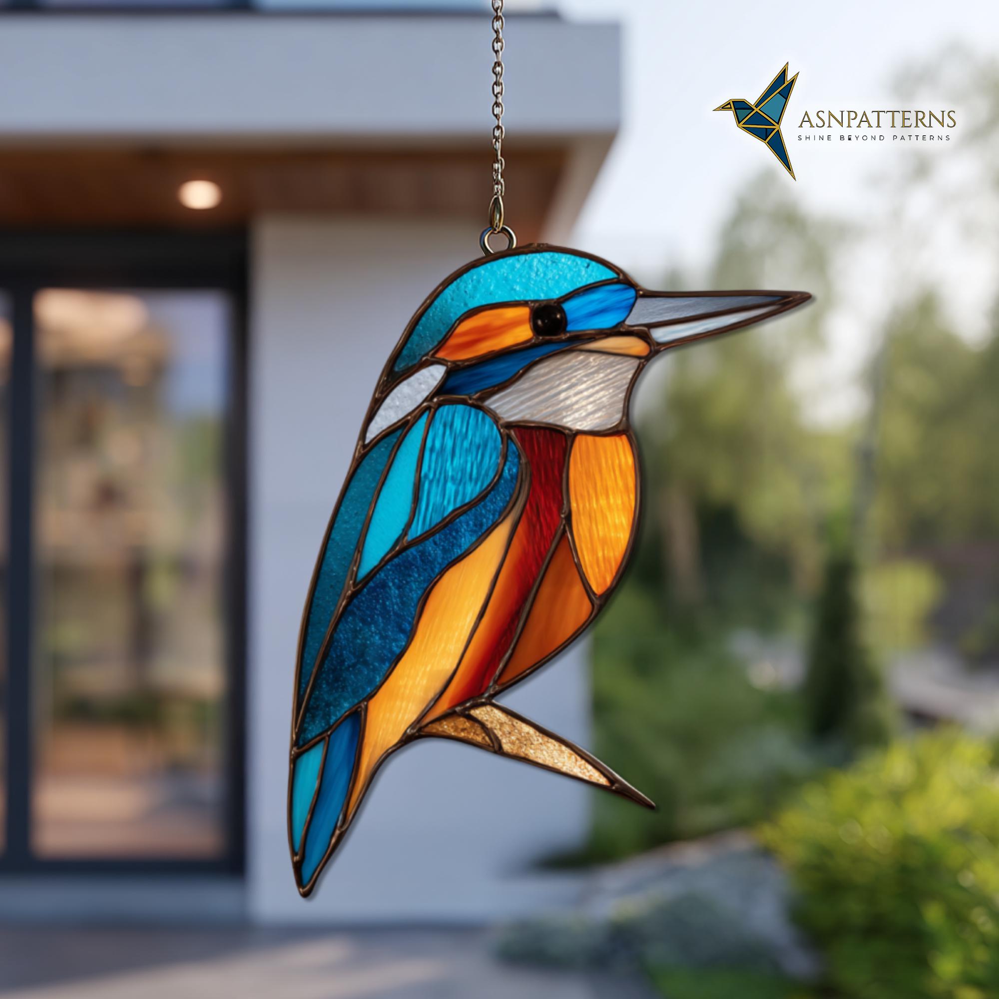 Kingfisher Bird Stained Glass Pattern, Kingfisher Suncatcher, Stained ...