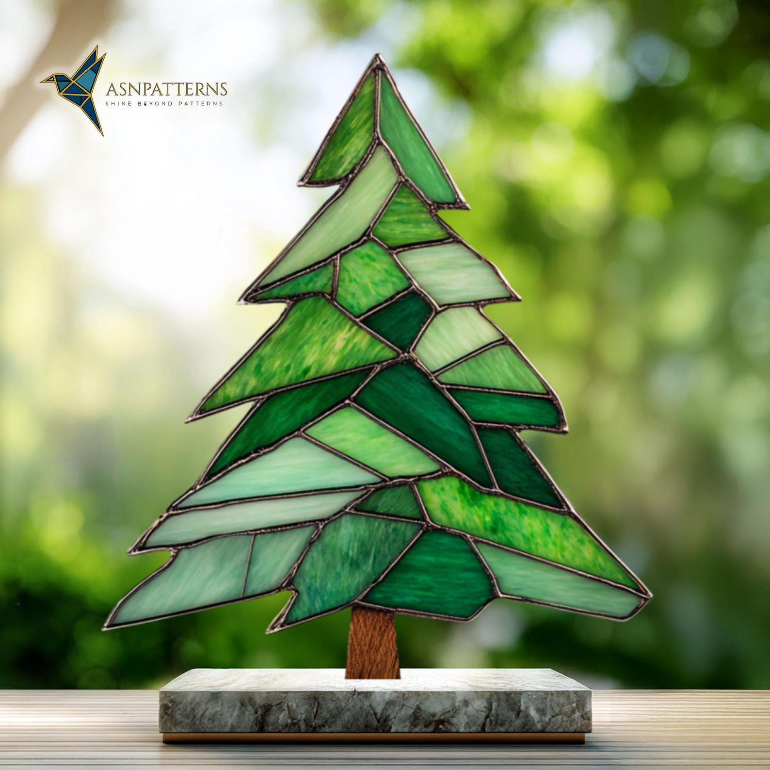 Pine Tree Stained Glass Pattern, Evergreen Tree Suncatcher, Stained ...
