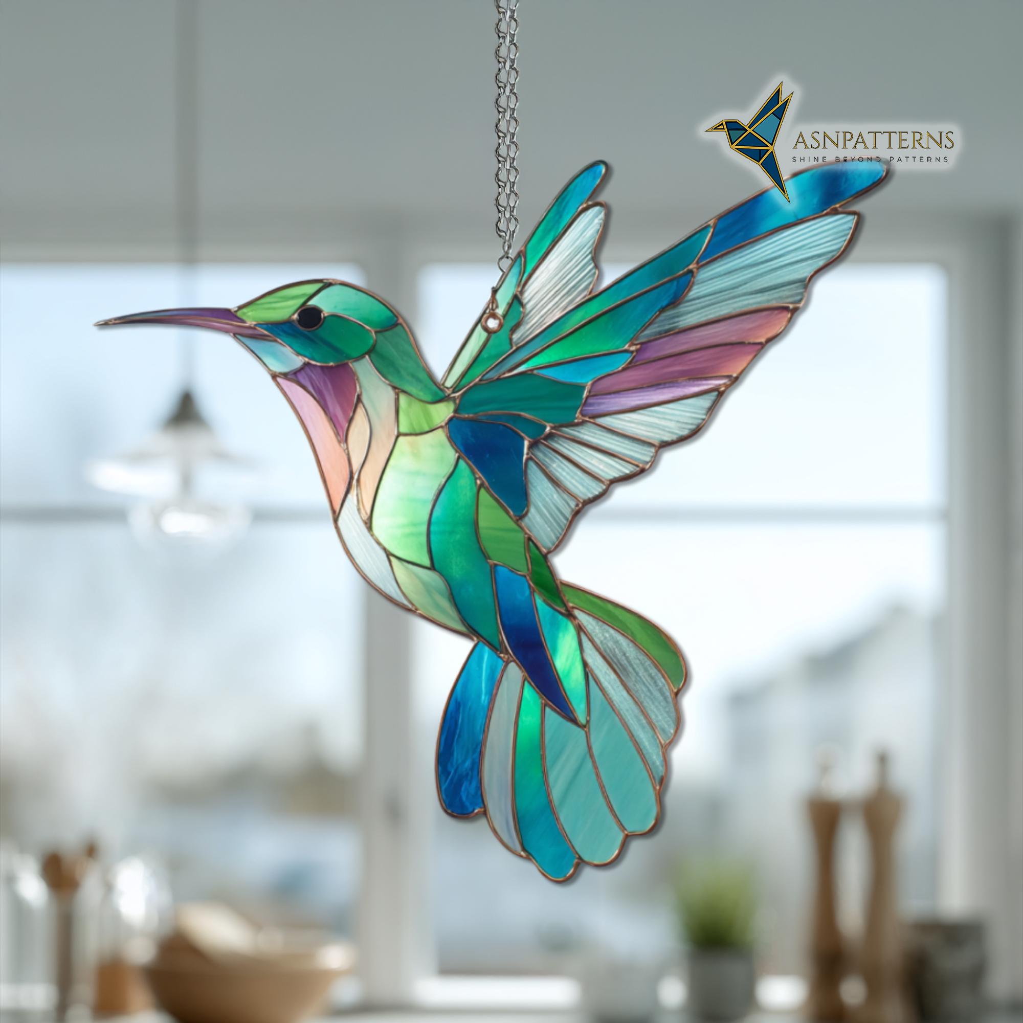 Hummingbird Stained Glass Pattern, Hummingbird Suncatcher, Stained ...