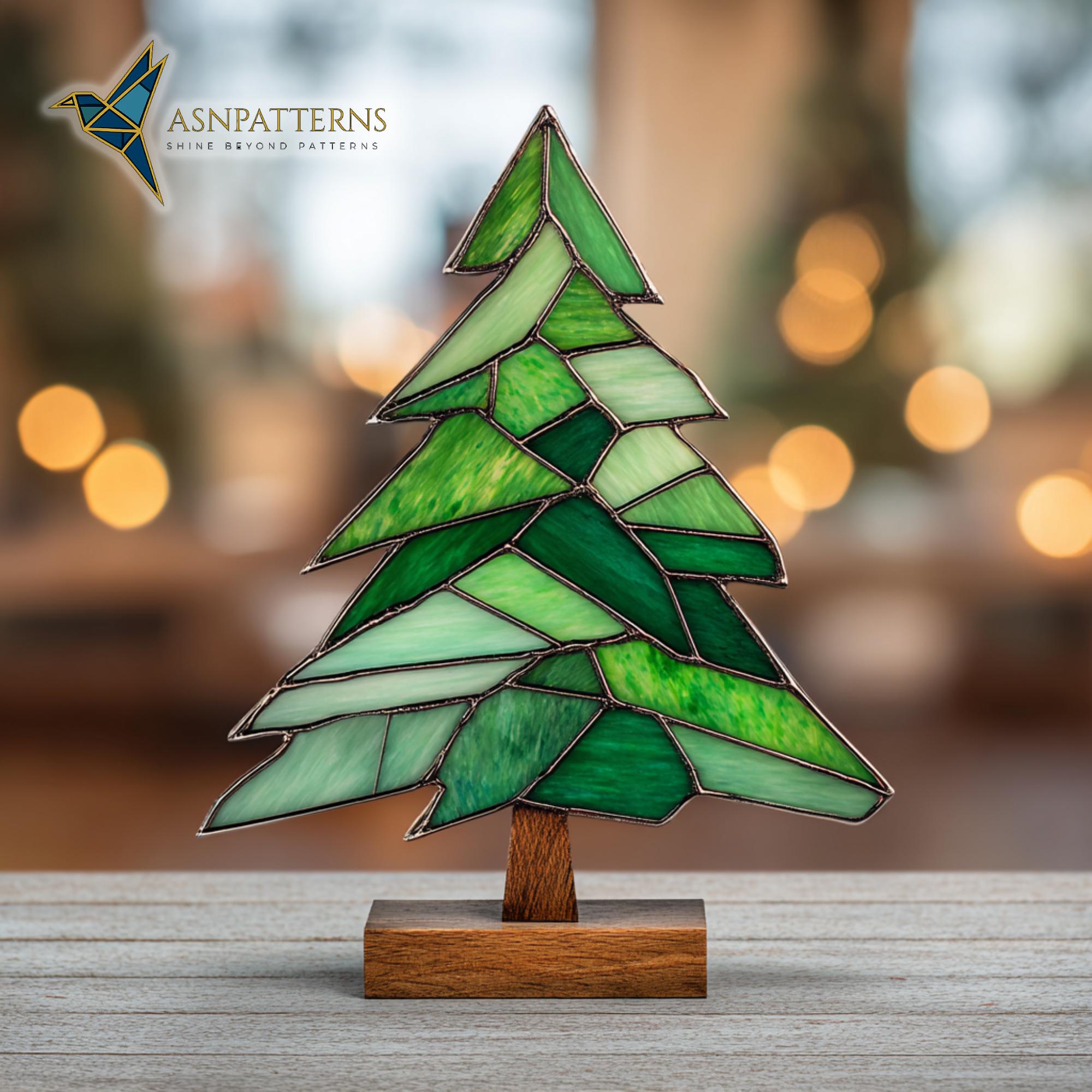 Pine Tree Stained Glass Pattern, Evergreen Tree Suncatcher, Stained ...