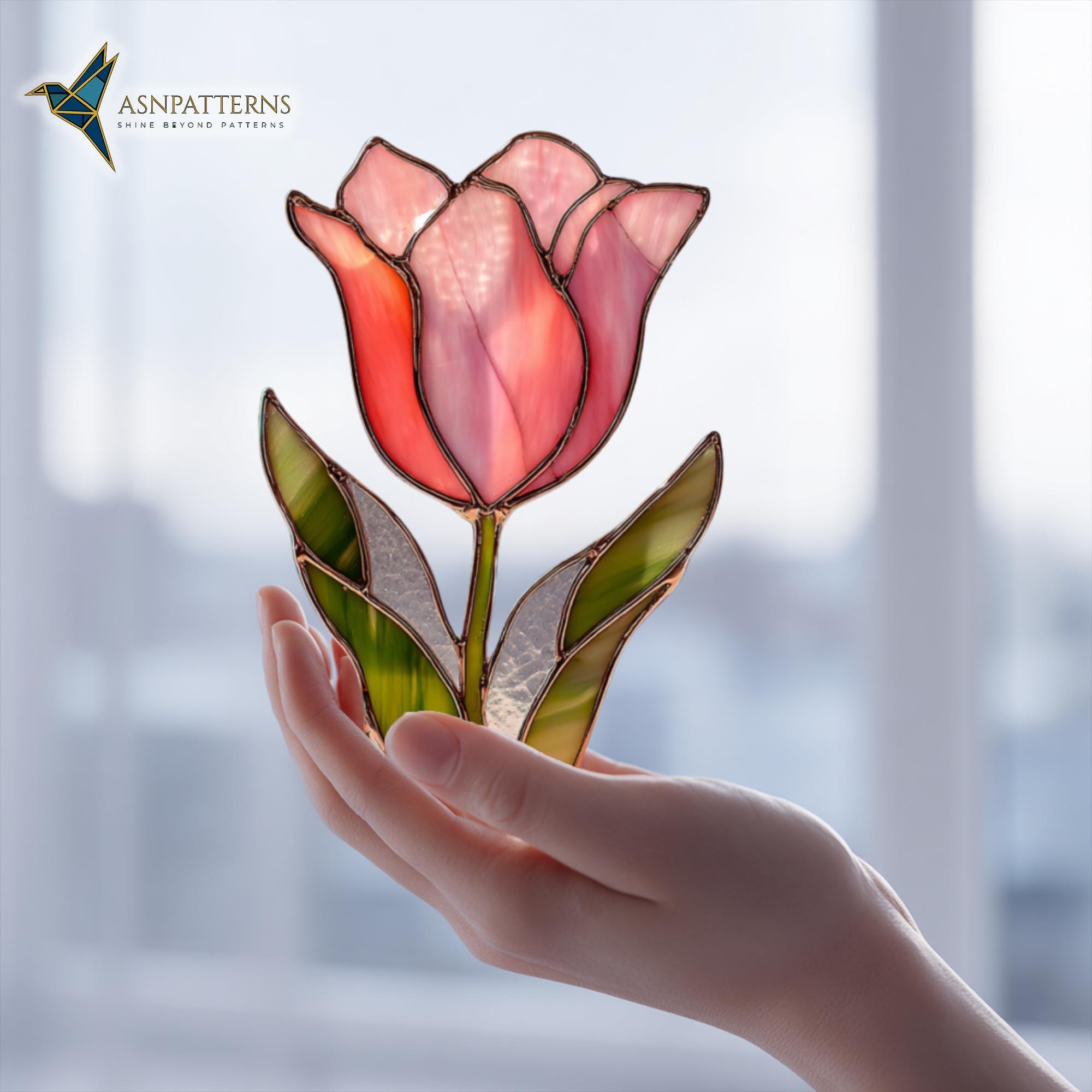 Tulip Stained Glass Pattern, Tulip Suncatcher PDF Template, Pattern for ...